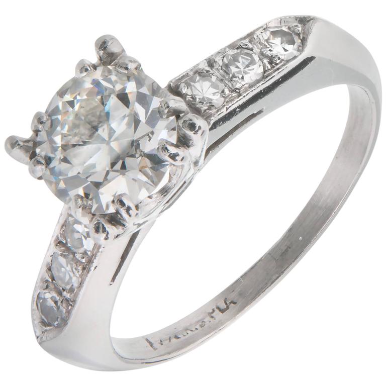 Transitional Ideal Cut Diamond Platinum Ring For Sale at 1stdibs