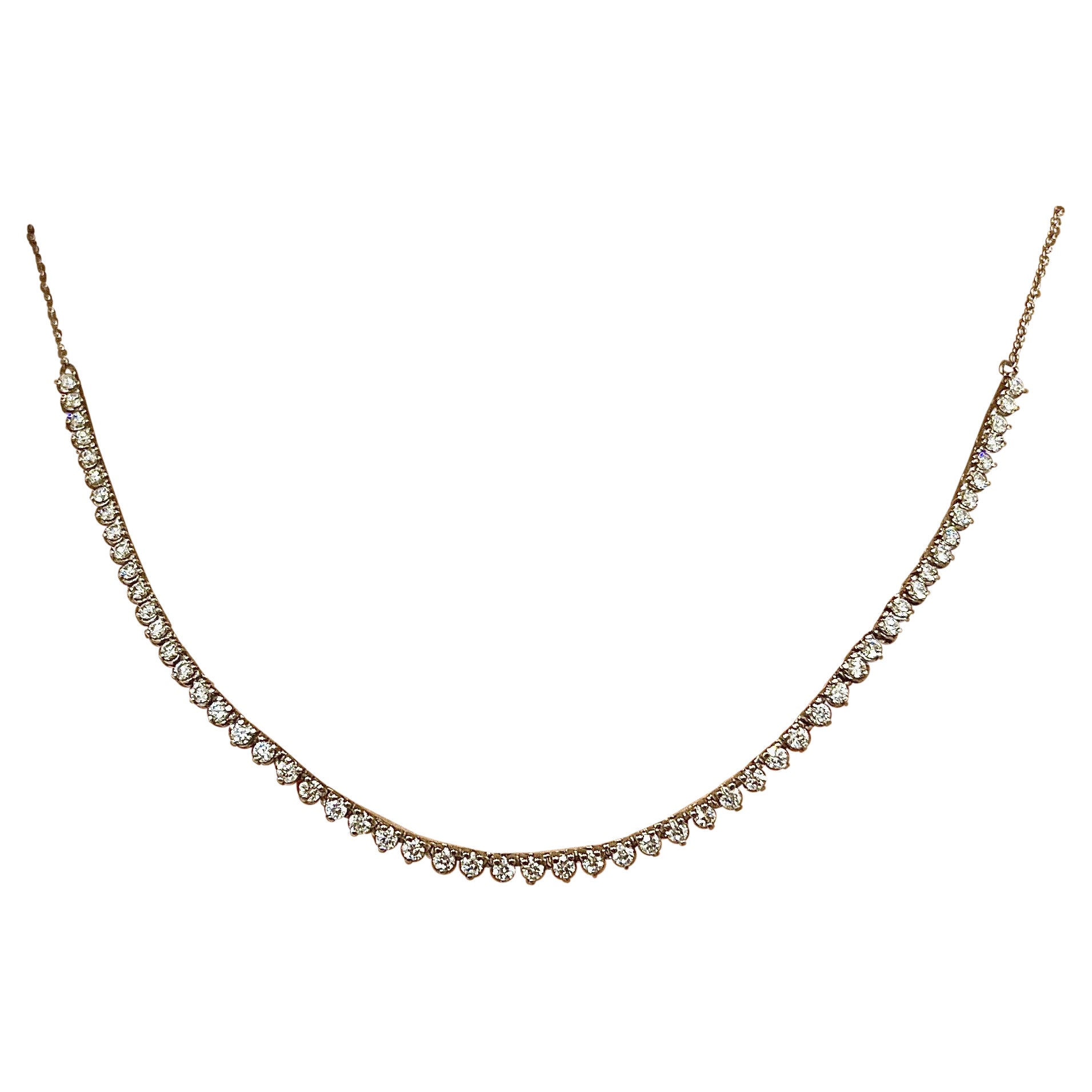 1.69 ct Half Way Diamond Tennis Necklace For Sale at 1stDibs