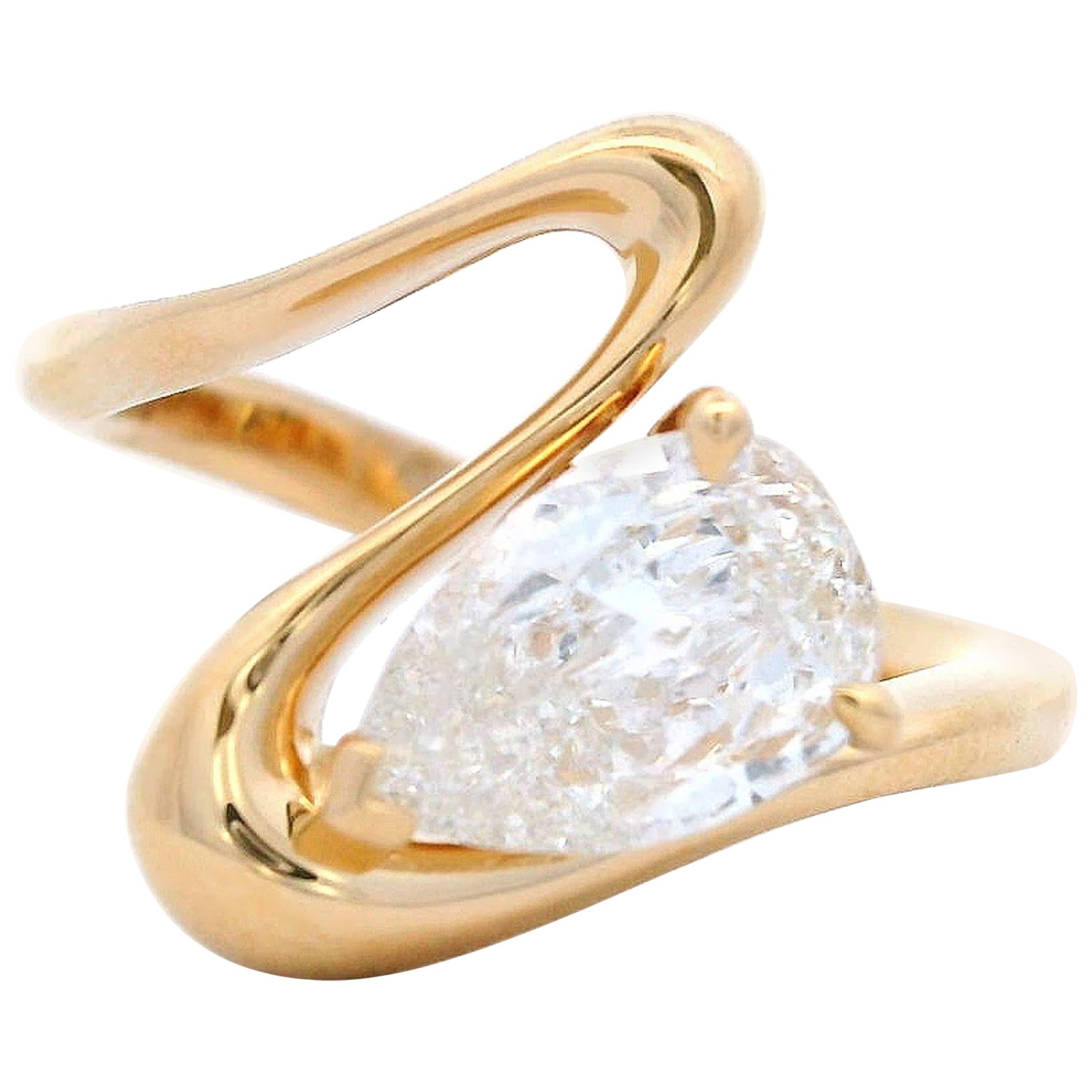 Alexander Beverly Hills 1.12ct Pear Diamond Abstract Ring 18k White ...