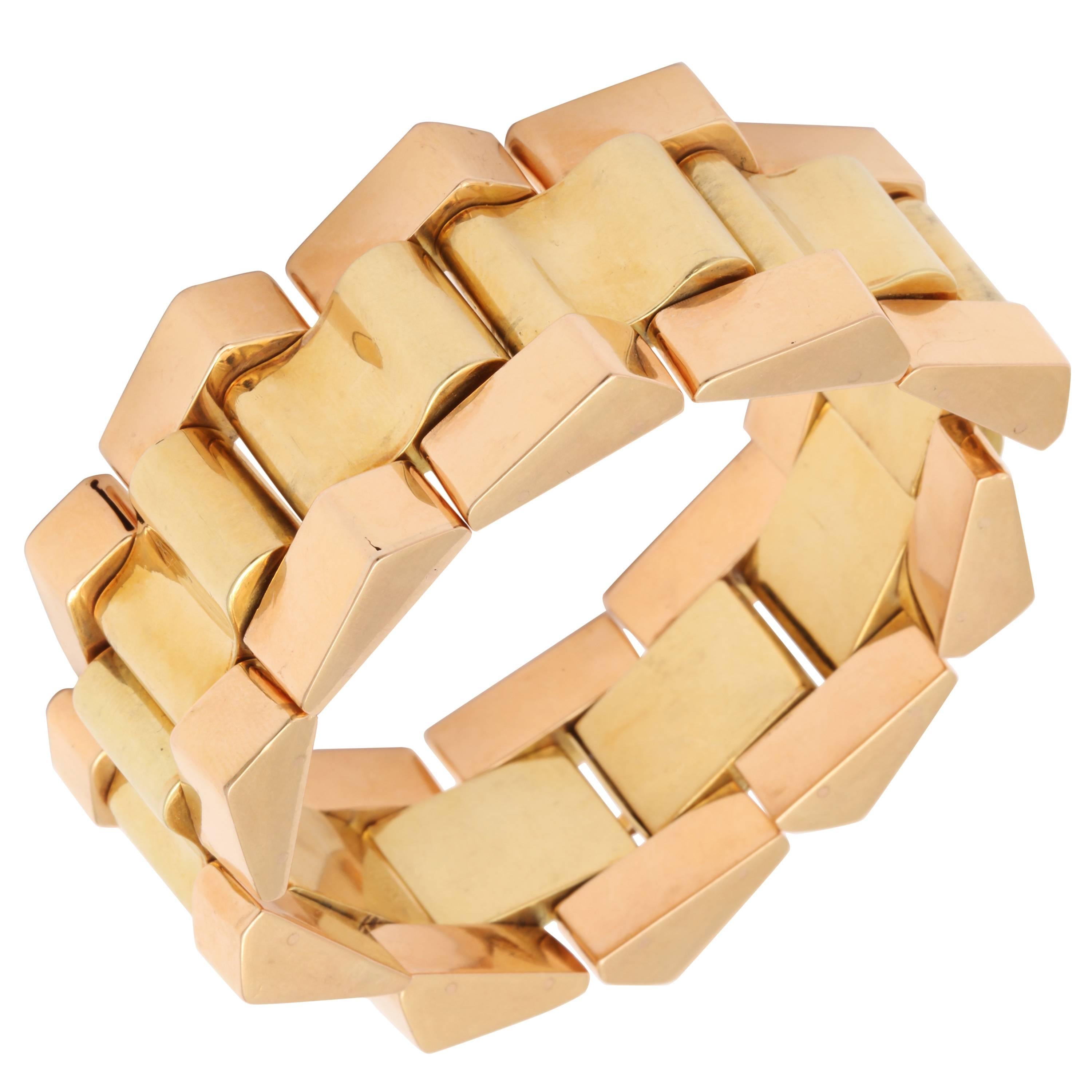 Fabulous Retro Two Color Gold Bracelet at 1stDibs