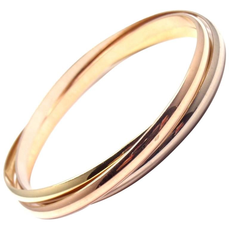 Cartier Trinity Rolling Tri-Colored Gold Bangle Bracelet at 1stDibs