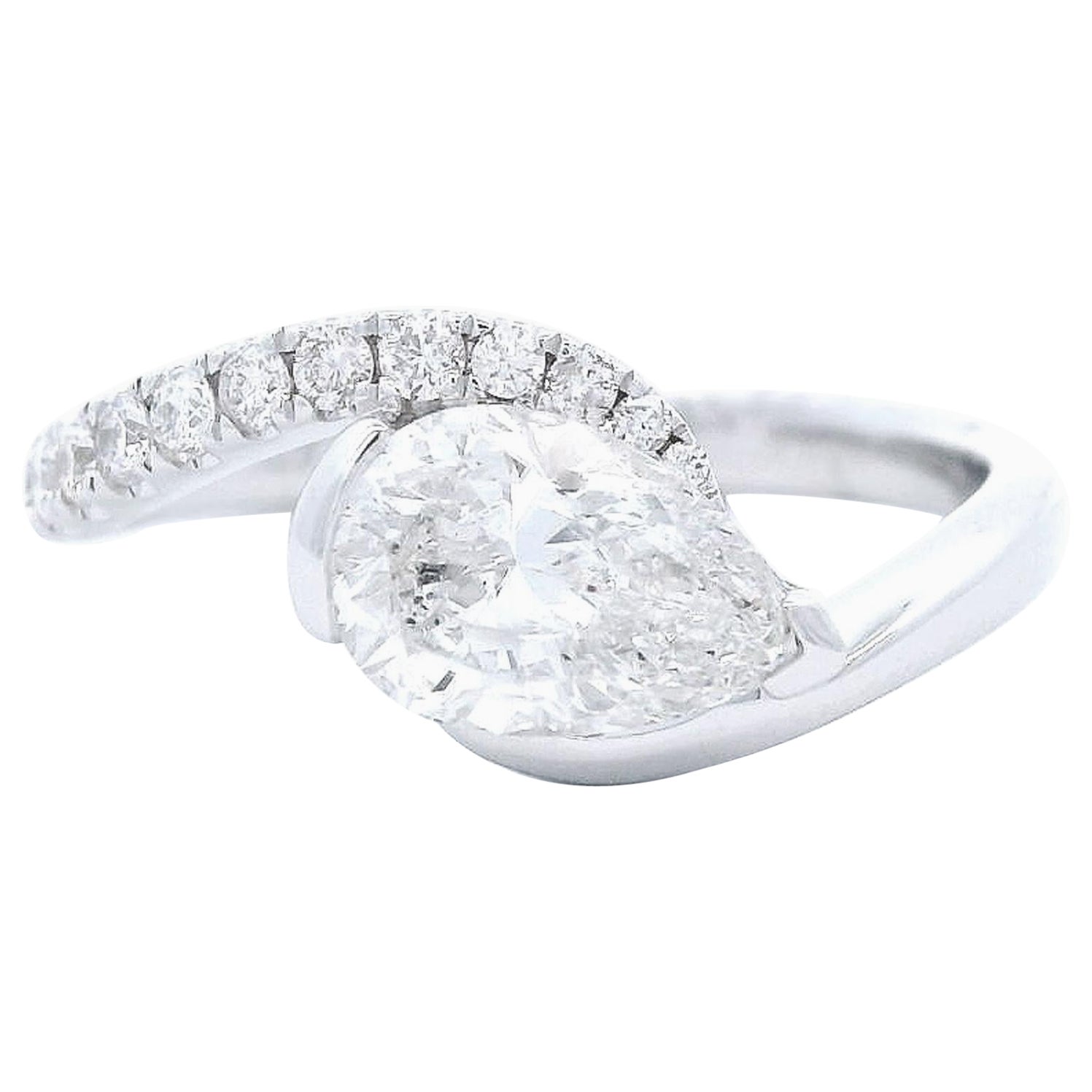 Alexander Beverly Hills 1.12ct Pear Diamond Abstract Ring 18k White ...