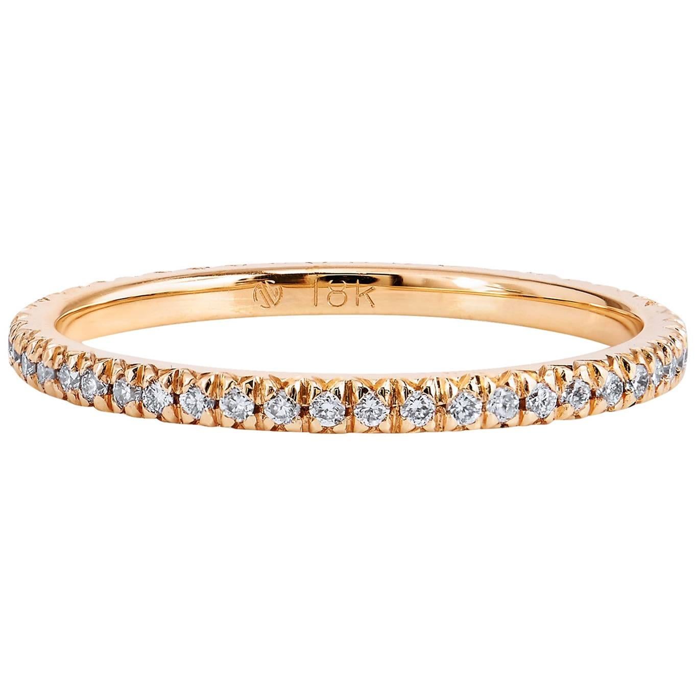 .042 Carat Diamond and .23 Carat Ruby Speckled 18 Karat Gold Eternity ...