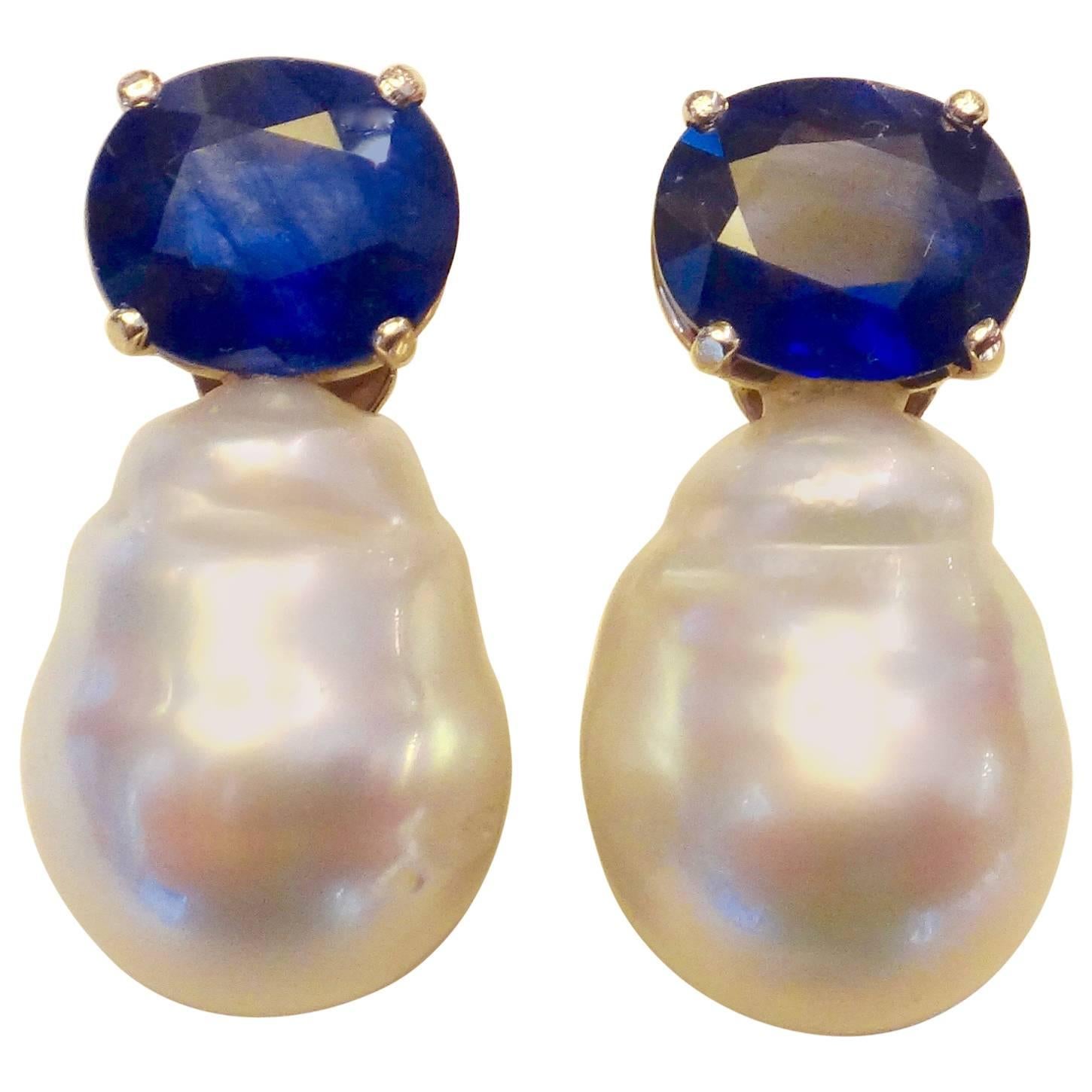 Michael Kneebone Blue Sapphire Paspaley Baroque South Seas Pearl ...