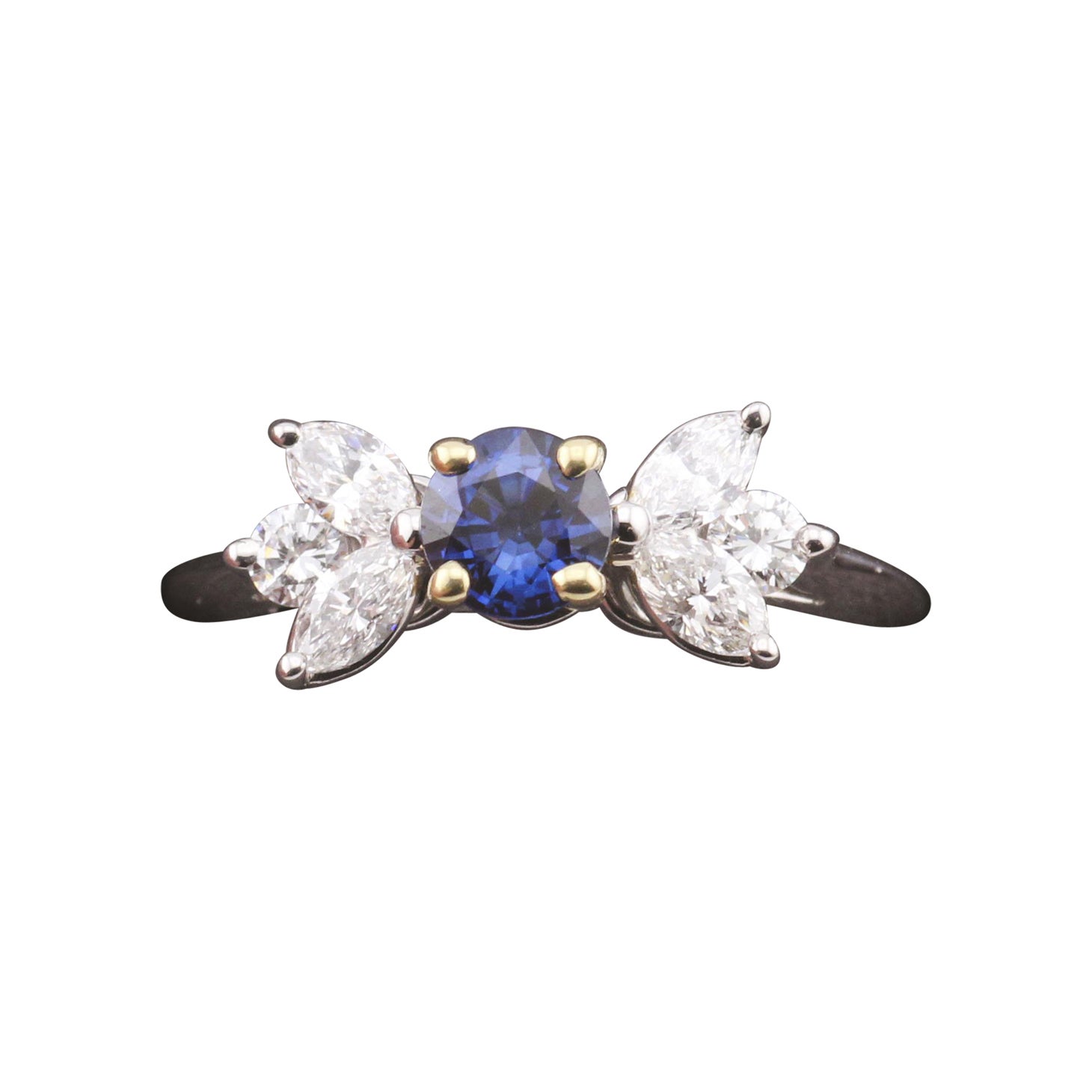 Tiffany and Co. Victoria Sapphire Diamond 18k Gold Platinum Ring Size 4 ...
