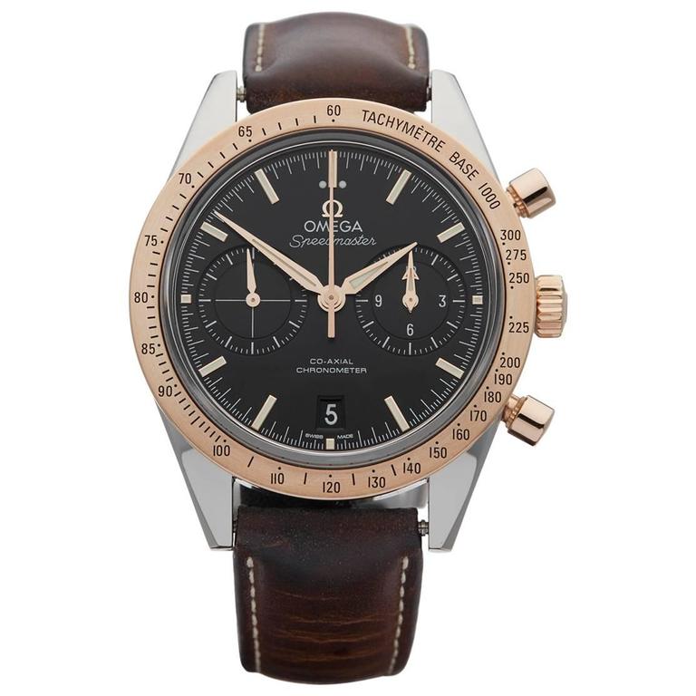 Omega Rose Gold Stainless Steel Speedmaster Automatic Wristwatch at 1stDibs