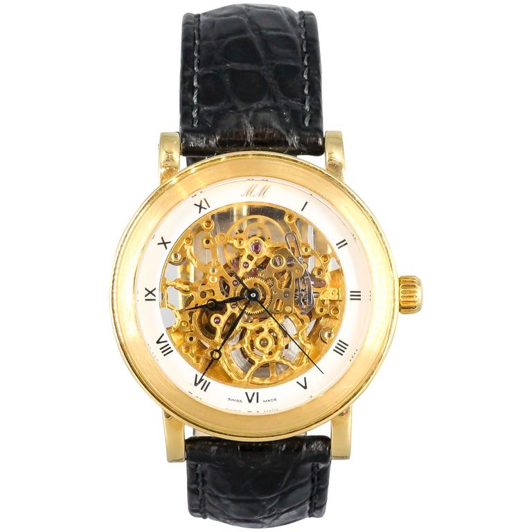 Marc Magnus Yellow Gold Limited Edition Skeleton Automatic Wristwatch ...