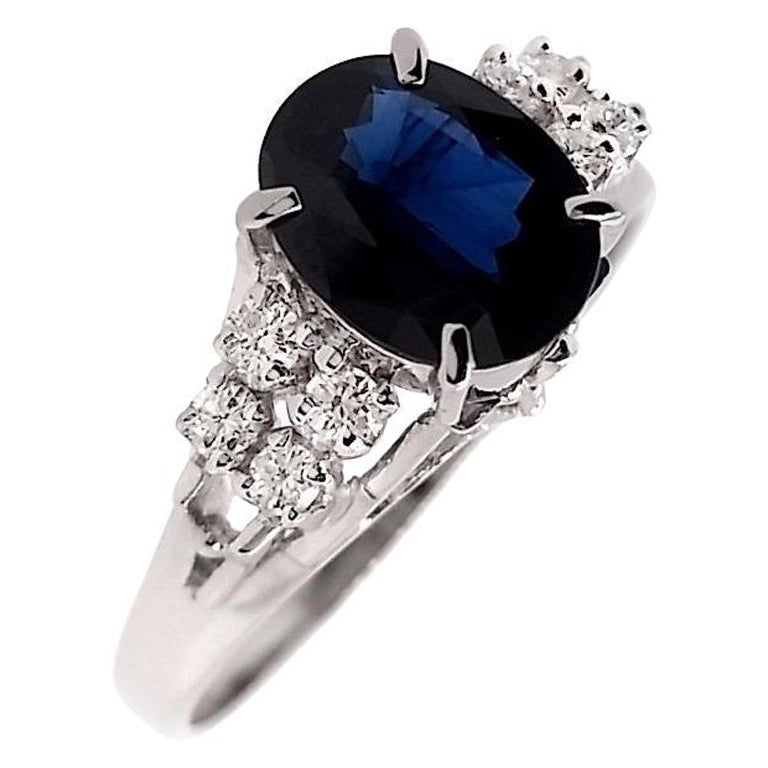 IGI Certified 1.94ct Untreated Sapphire and 1.13ct Natural Diamond Platinum Ring For Sale at 1stDibs