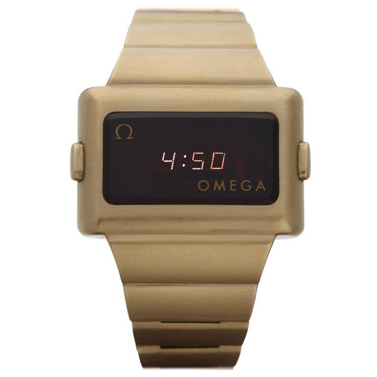 Omega Gold Plate Time Computer II Digital Display Quartz Wristwatch Ref ...