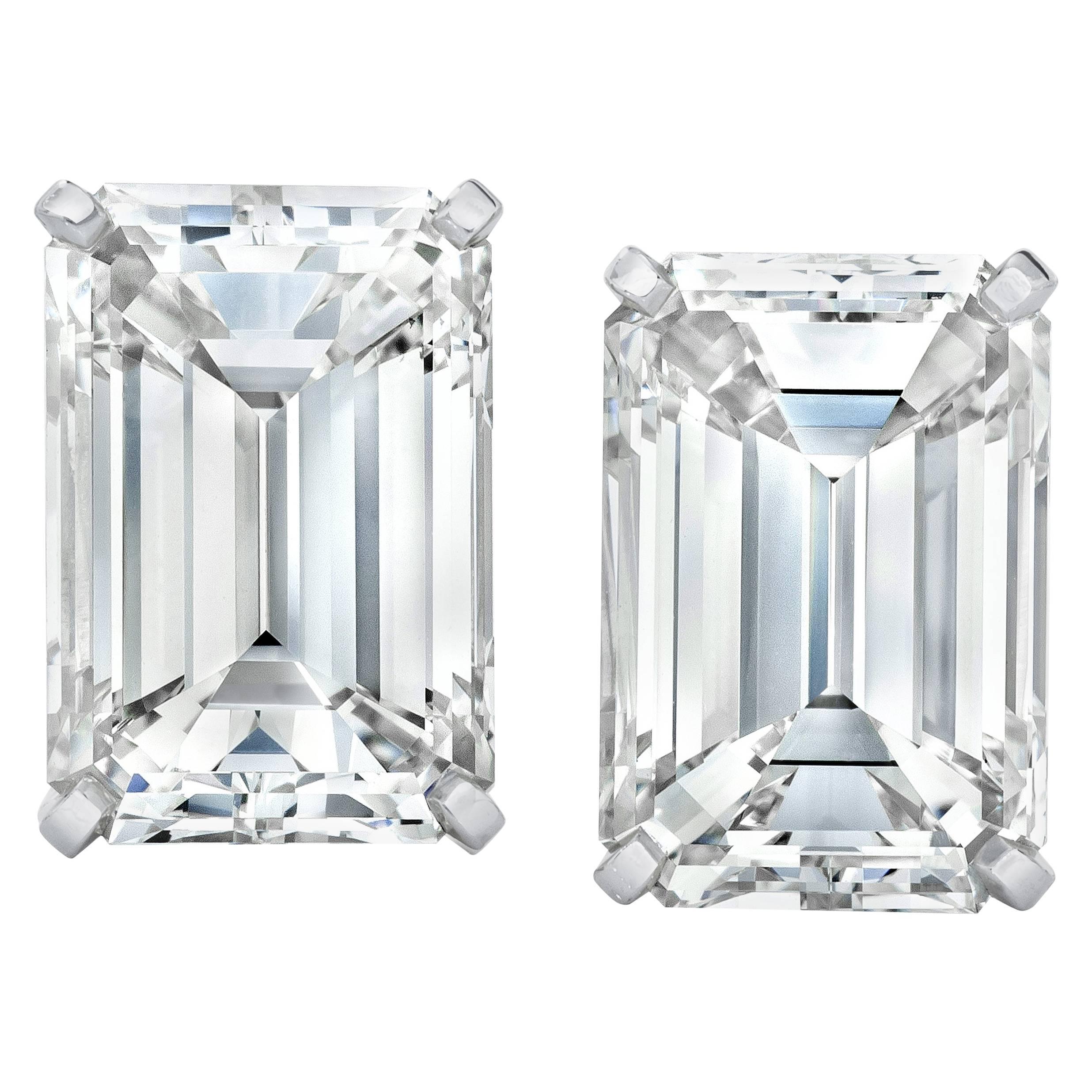 Emerald Cut Sapphire and Diamond Earrings For Sale at 1stDibs