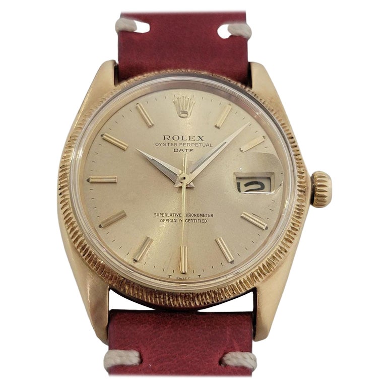 Mens Rolex Ref 1503 Oyster Perpetual Date 18k Gold Automatic 1960s ...