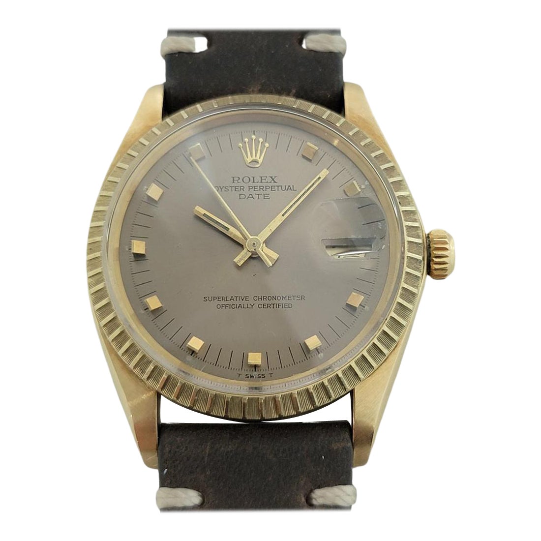 Men's Rolex Ref 1503 Oyster Perpetual Date 14k Gold Automatic 1970s ...
