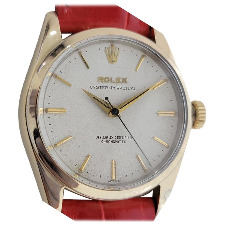 Mens Rolex Ref 6634 Oyster Perpetual Gold Capped Automatic 1950s Vintage RA237 For Sale at 1stDibs