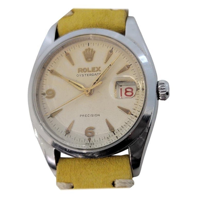 Mens Rolex Ref 6494 Oysterdate Precision 34mm Manual Wind 1950s Vintage ...