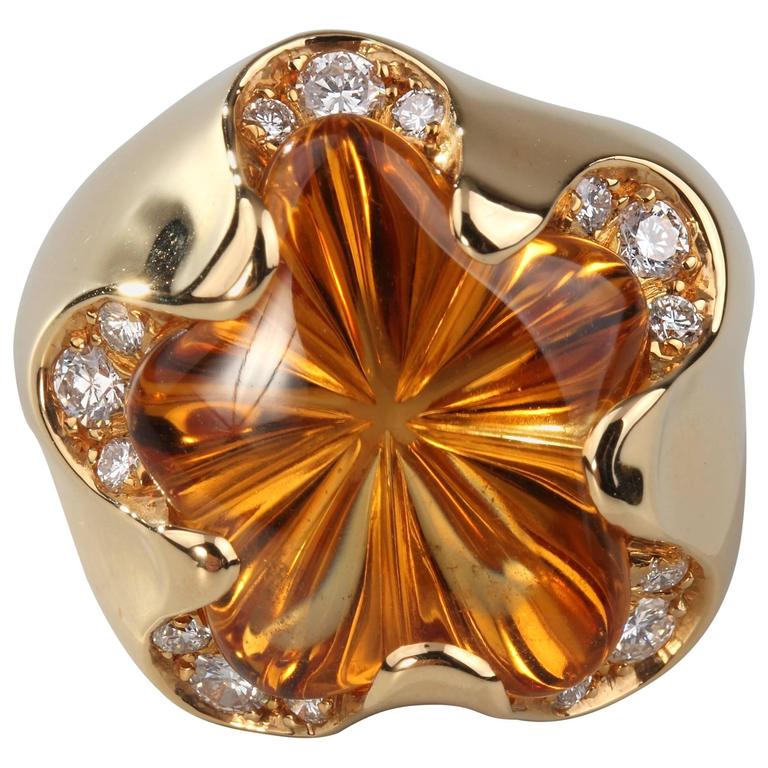 Fred Paris Citrine Gold Ring at 1stDibs | fred paris ring, fred of paris