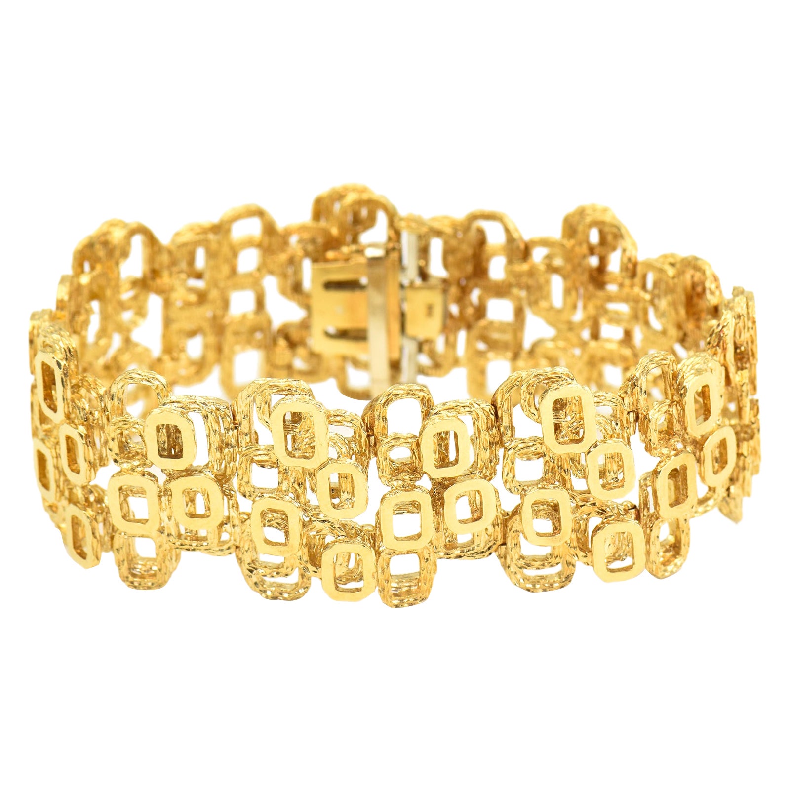 Modernist Wide Yellow Gold Bracelet Alex Gard Style For Sale at 1stDibs