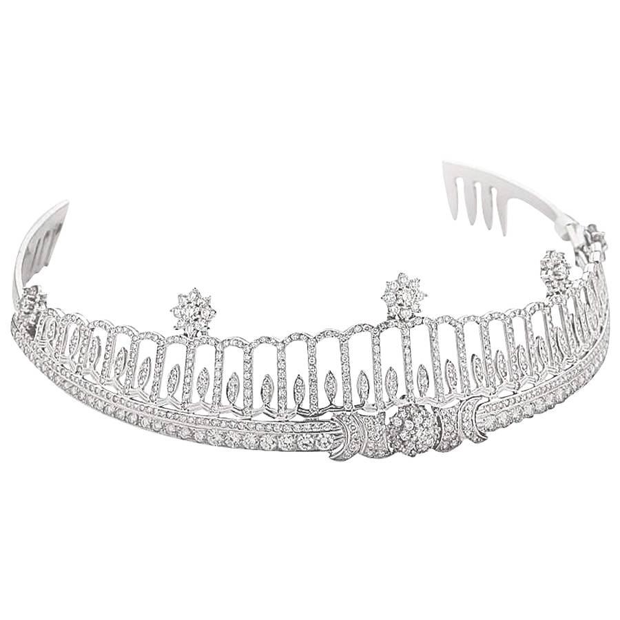 Princess 13 Carat of Diamonds Tiara at 1stDibs