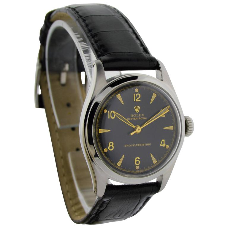 Rolex Stainless Steel Sweep Seconds Manual Wind Wristwatch circa 1952 ...