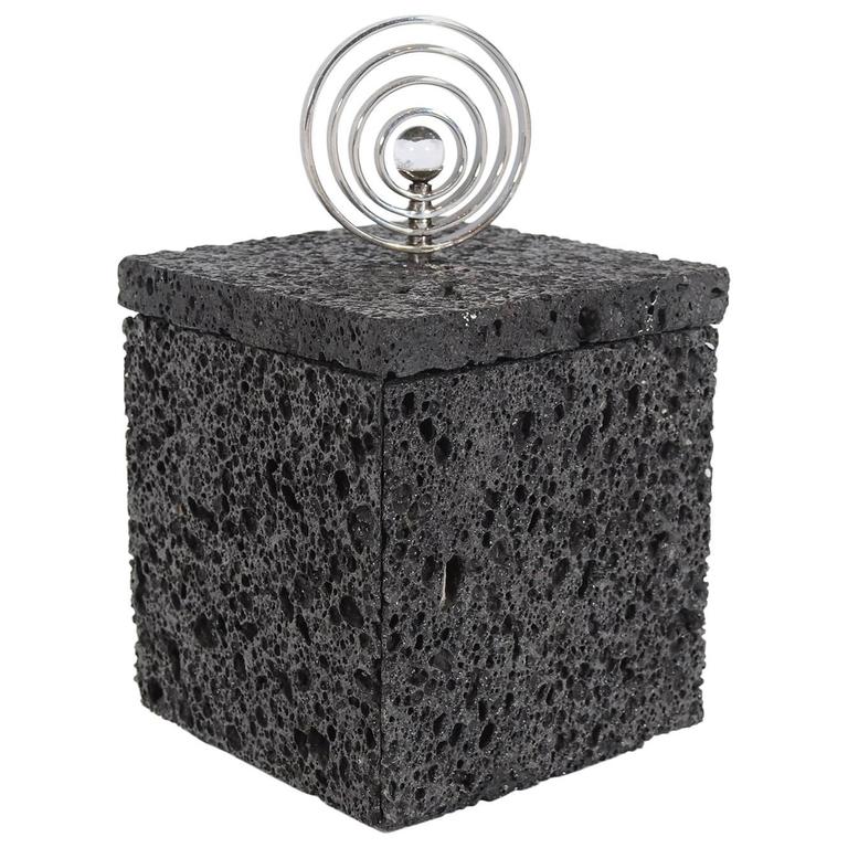 Volcanic Lava Box with Sterling Silver Finial For Sale at 1stDibs ...