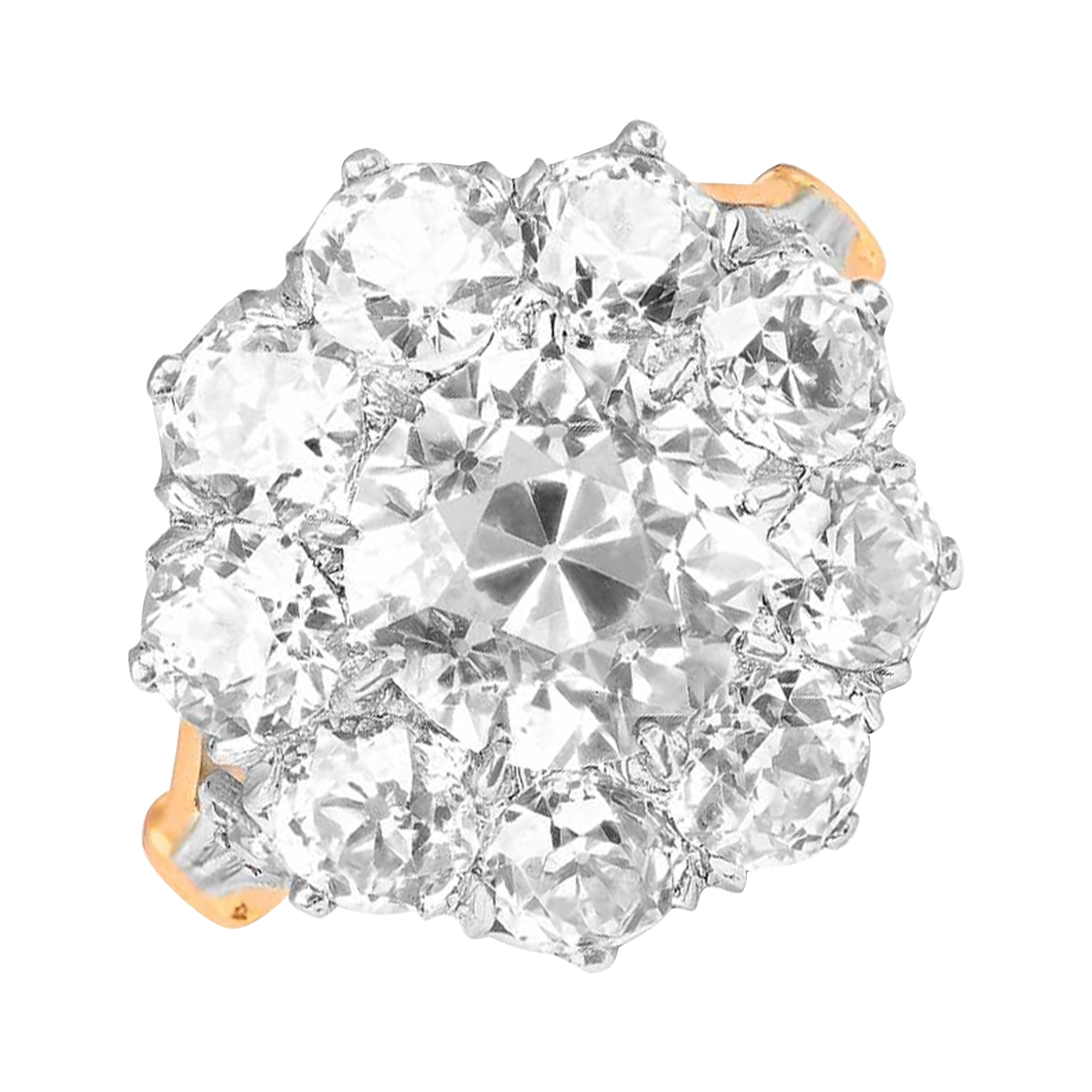 Antique 0.93ct Old European Cut Diamond Cluster Engagement Ring, 18k ...