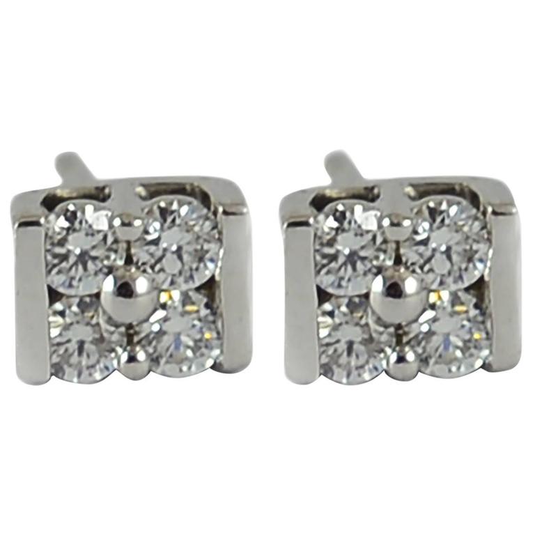 Stylized White Gold Diamond Studs For Sale at 1stDibs