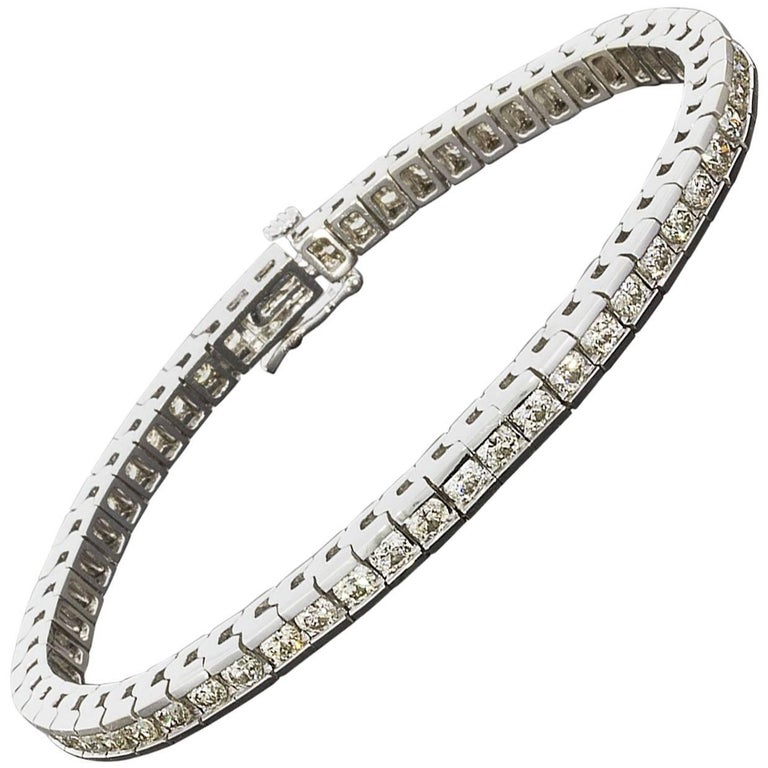 Round Diamond White Gold Channel Set Tennis Line Bracelet at 1stDibs ...