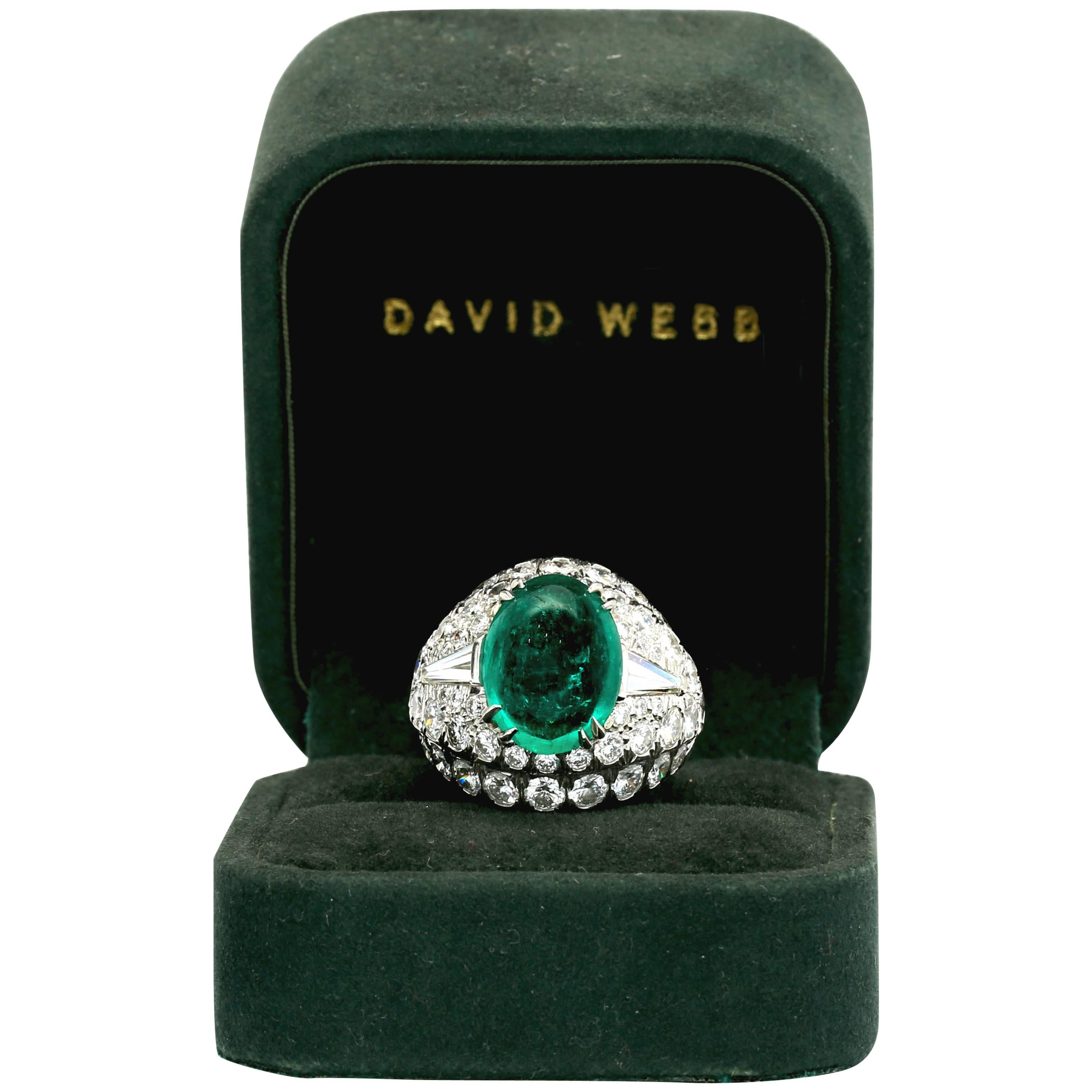 David Webb 9.25 Carat Emerald Diamond Ring For Sale at 1stDibs