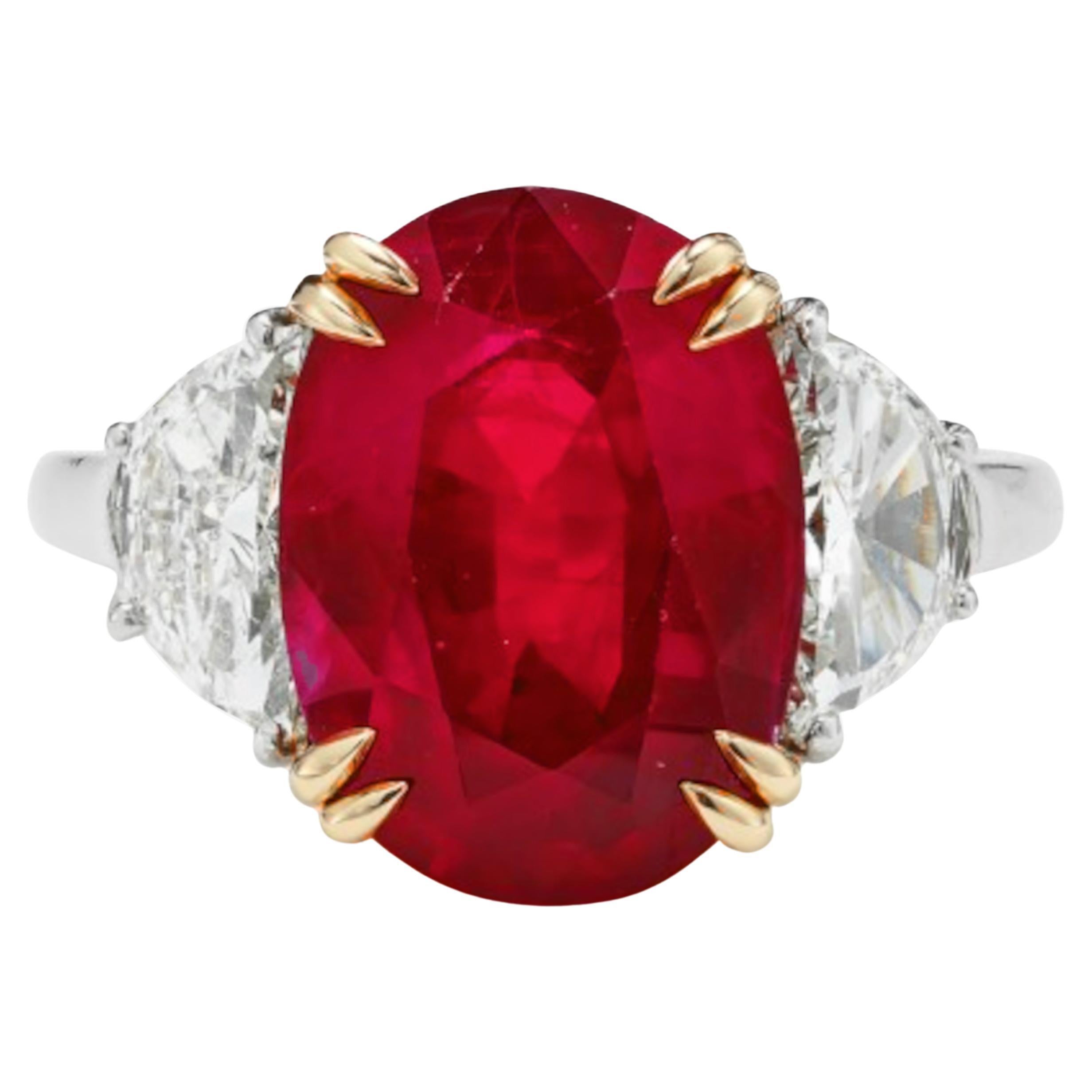 GRS Certified 3 VIVID RED NO HEAT Ruby Diamond Ring For Sale at 1stDibs
