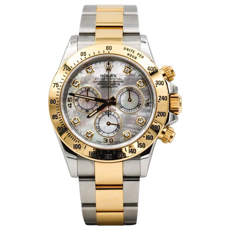 Rolex Yellow Gold Stainless Steel Daytona Mechanical Wristwatch at 1stDibs