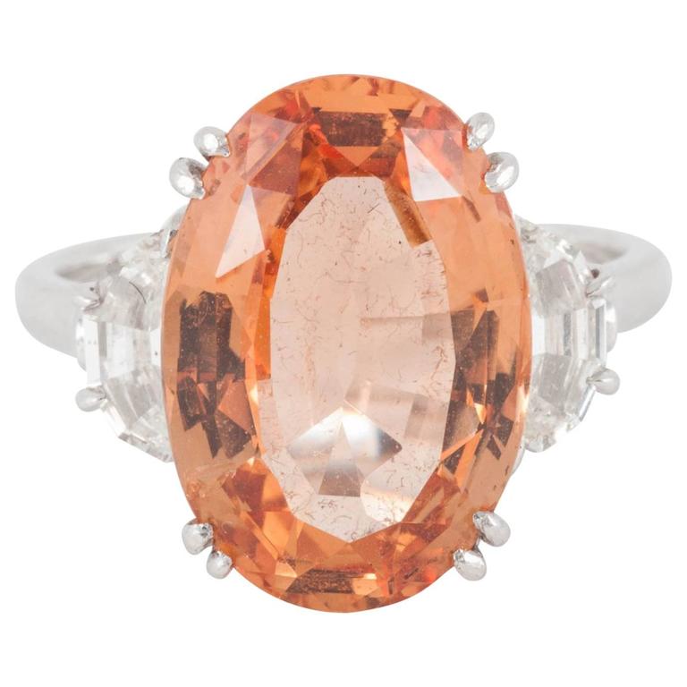 Brazilian 'Precious' Topaz and Diamond Ring, circa 1950 For Sale at 1stDibs
