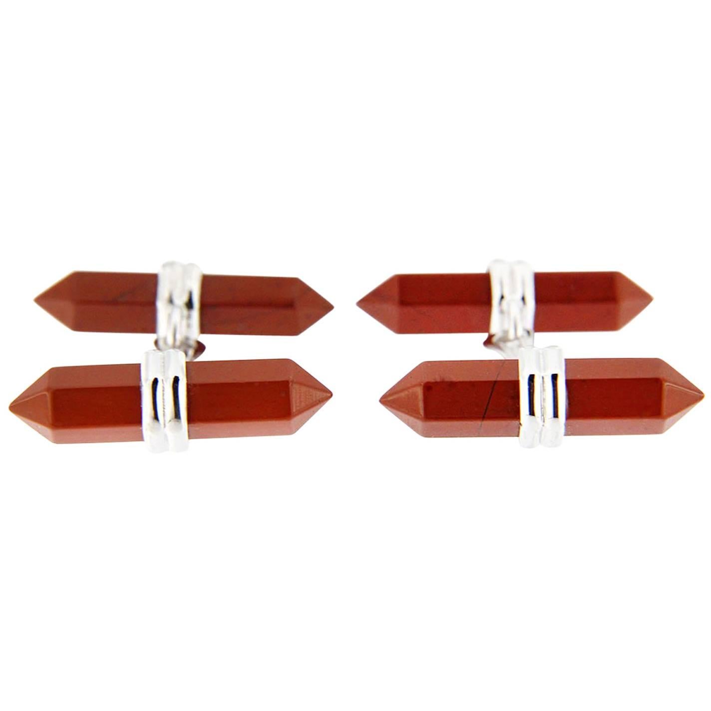 Alex Jona Black Red Jasper Bar Sterling Silver Cufflinks For Sale at ...