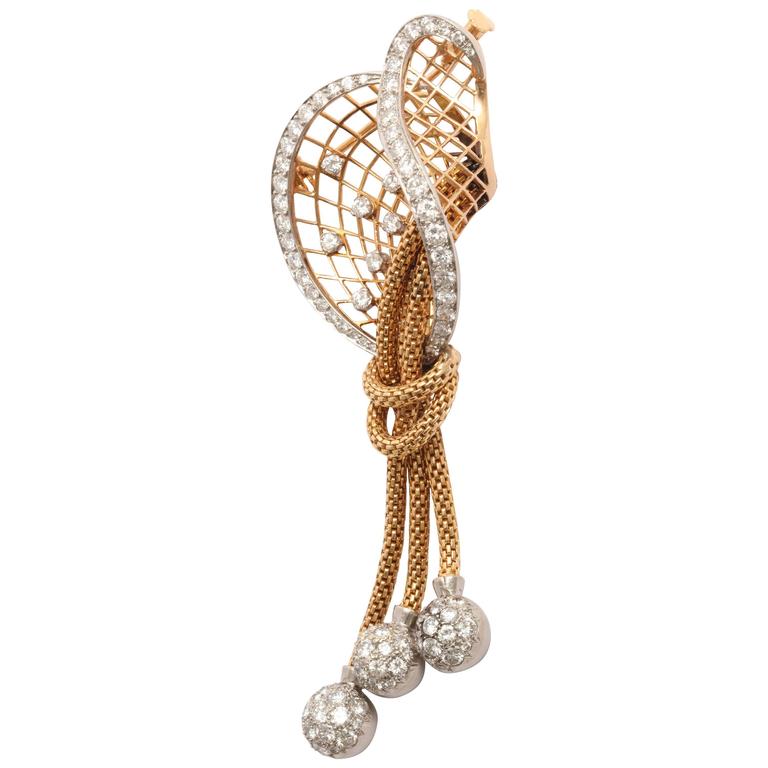 Broche unique en or et platine avec diamants - En vente sur 1stDibs