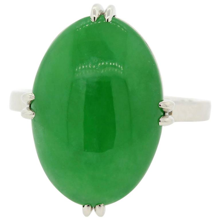 Cabochon Jadeite Platinum Ring at 1stDibs