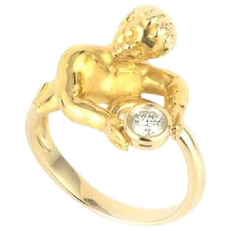 Gold Cherub Diamond Ring at 1stDibs
