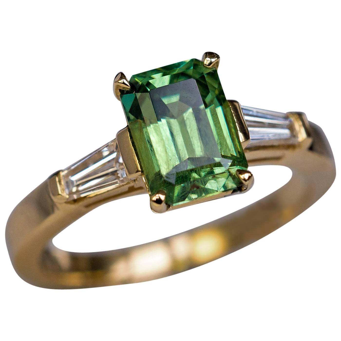 Rare Emerald Cut 1.91 Carat Russian Demantoid Diamond Ring at 1stDibs ...