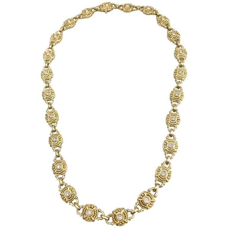 Judith Ripka Diamond Gold Necklace For Sale at 1stdibs