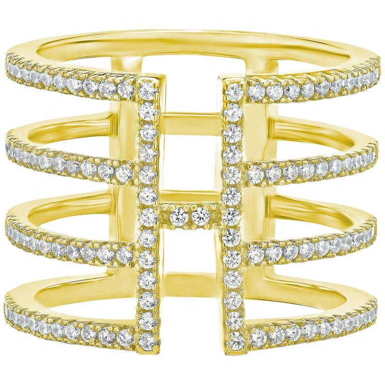 Gorgeous Trendy Diamond Gold Cocktail Ring For Sale at 1stDibs
