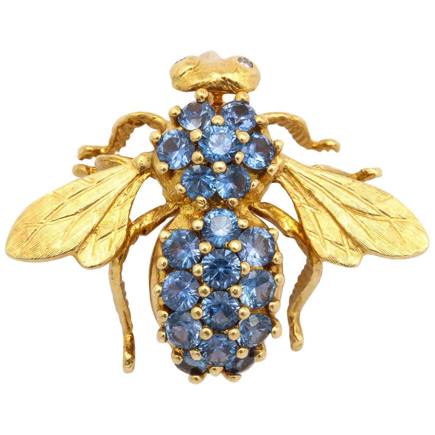 Cartier Sapphire Yellow Gold Bee Pin at 1stDibs | cartier bee