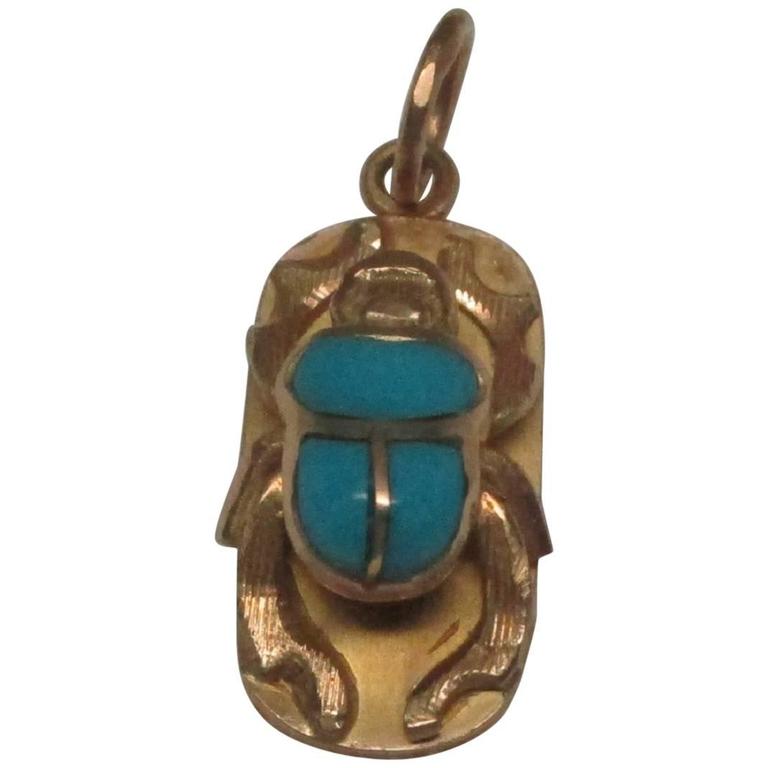 Gold Scarab Pendant at 1stDibs