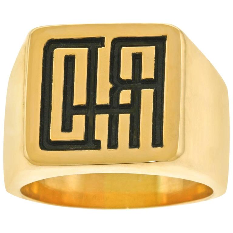 1950s Cartier Modernist Gold Signet Ring at 1stDibs