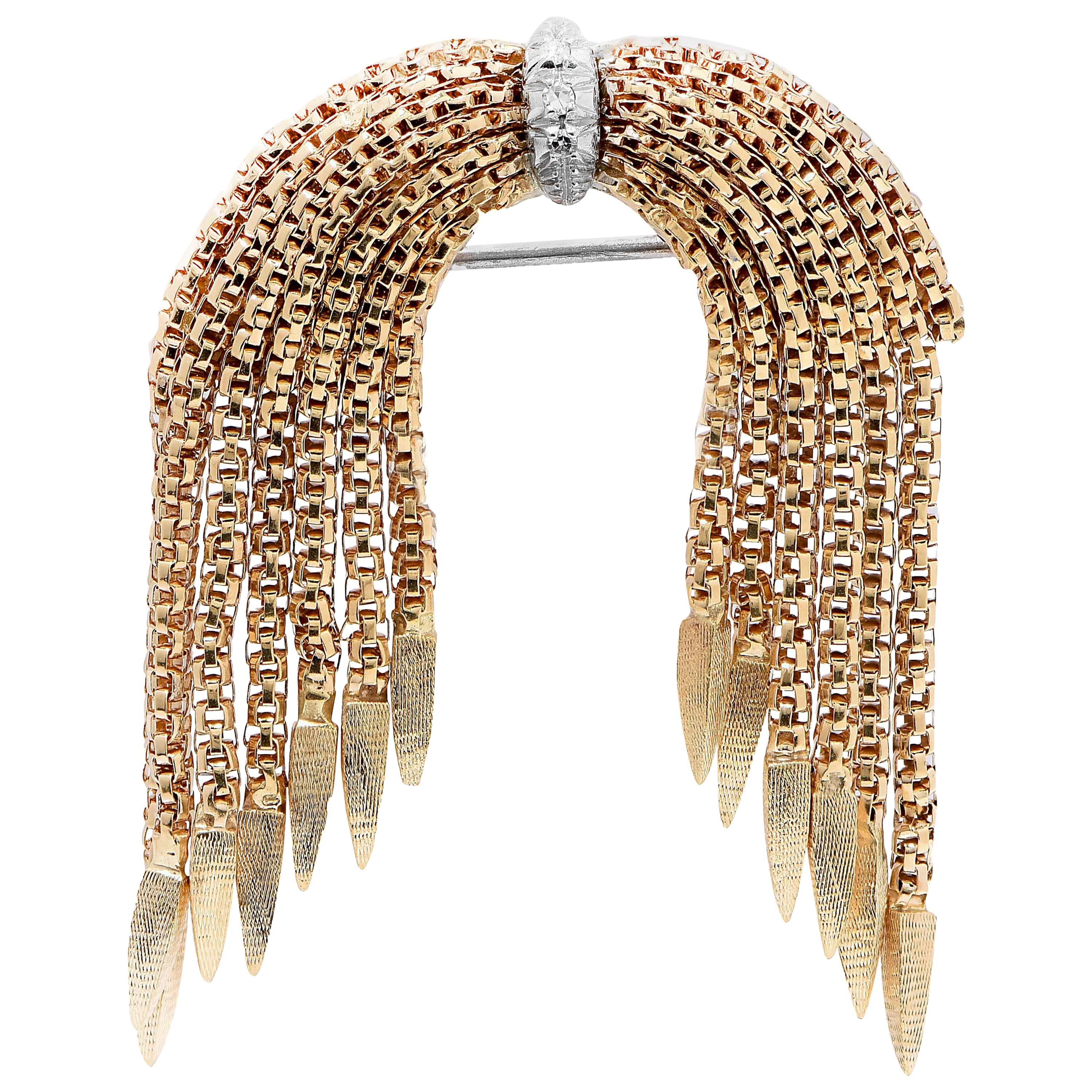 Italian Dangling Weeping Willow Brooch For Sale at 1stDibs