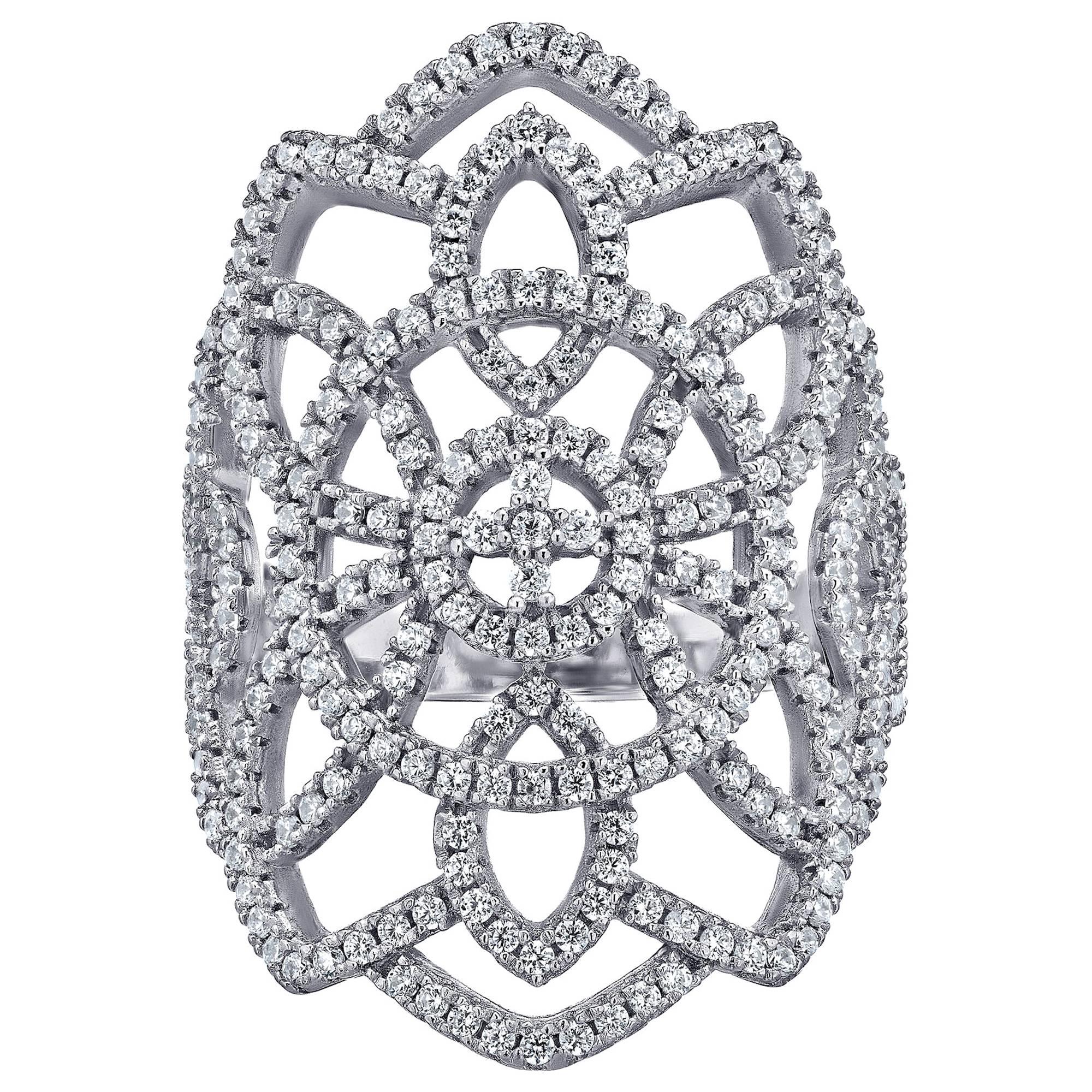Diamond Gold Heart Shaped Illusion Ring at 1stDibs