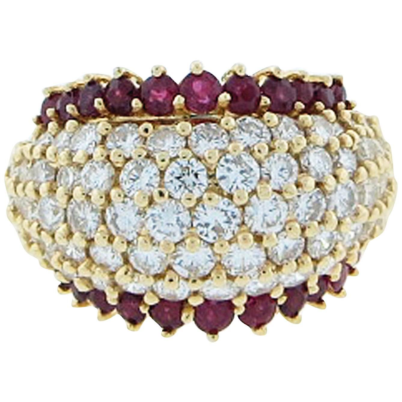 Classic Natural Ruby and Diamond Dome Ring For Sale at 1stDibs