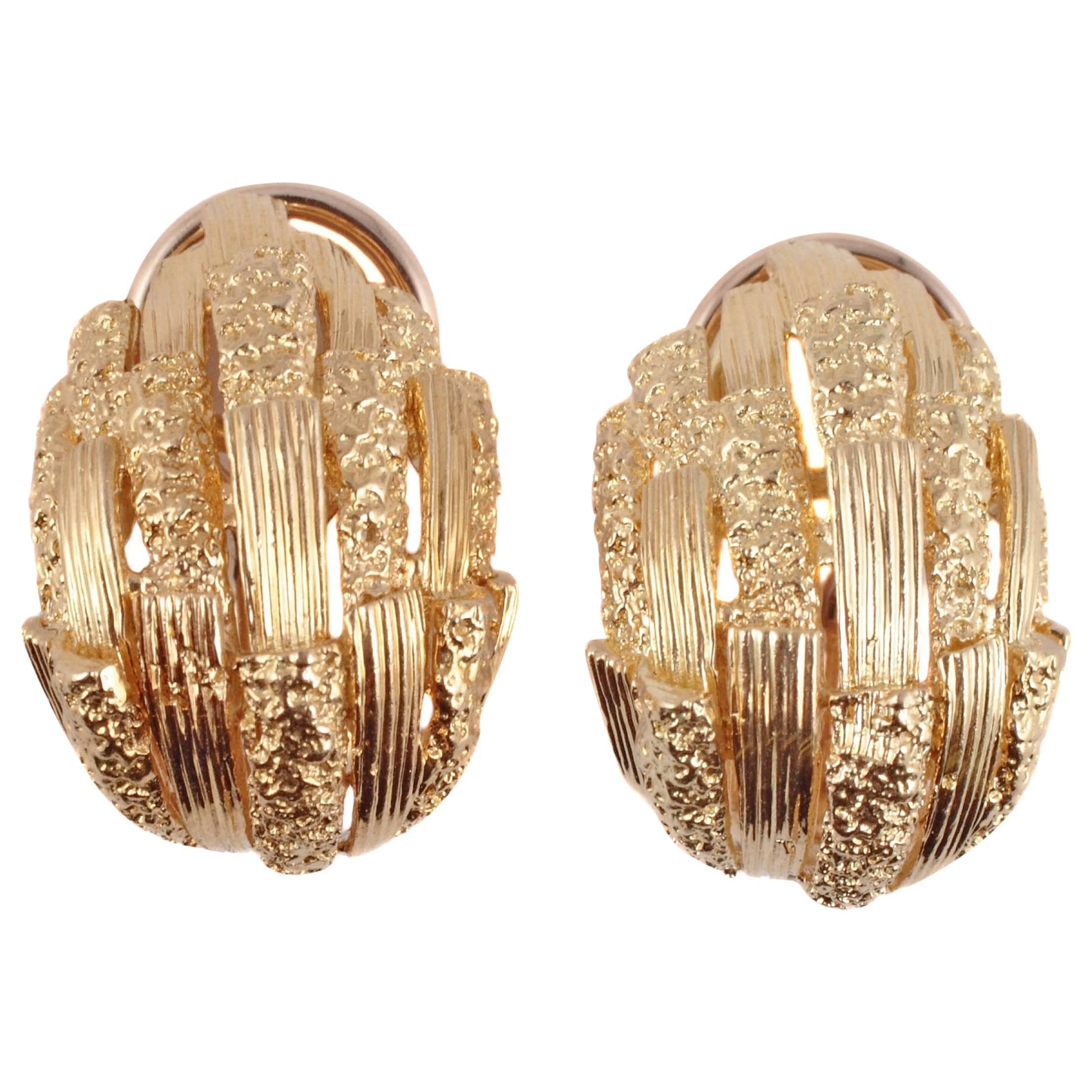 Textured Gold Earrings at 1stDibs