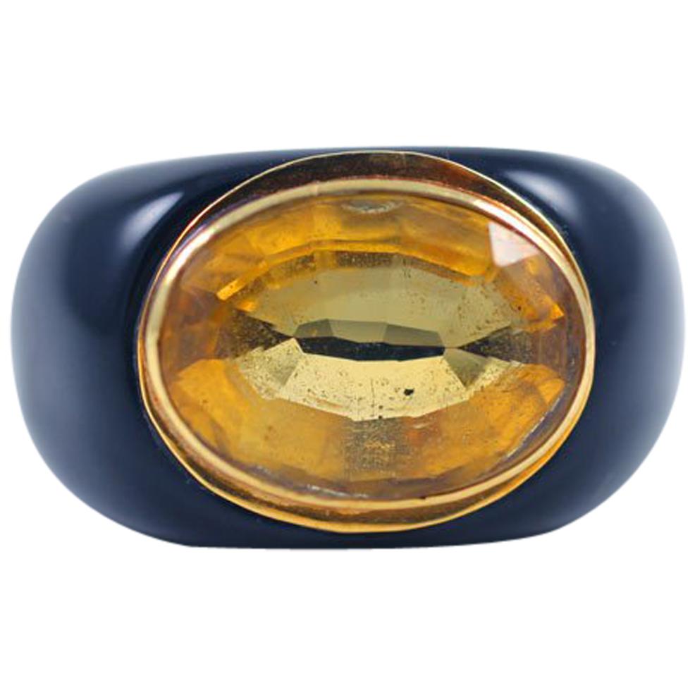 Vintage Mid Century Modern Gypsy Ring in Black and Lemon-Honey For Sale ...