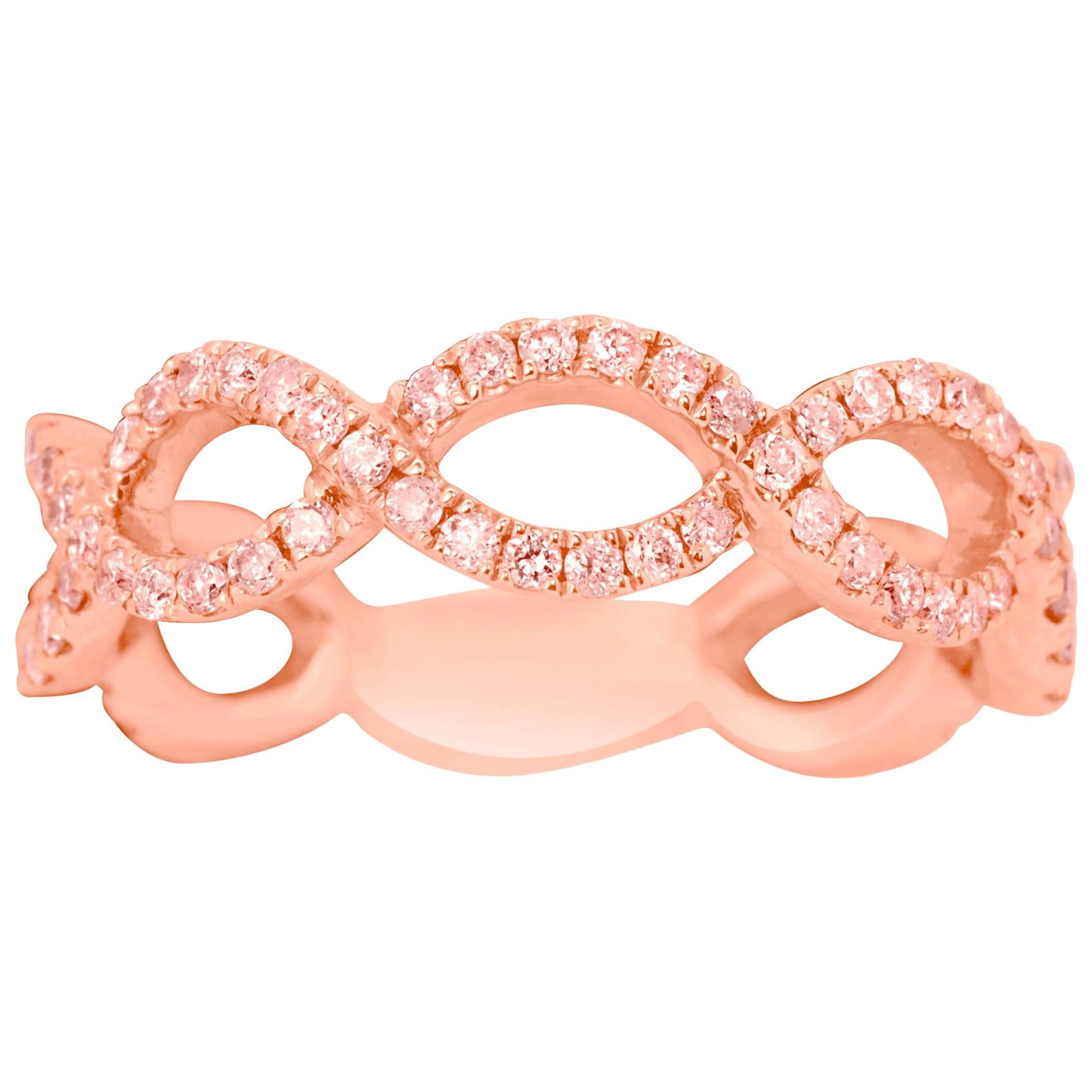 Natural Pink Diamond Rose Gold Stackable Fashion Cocktail Twist Rope ...