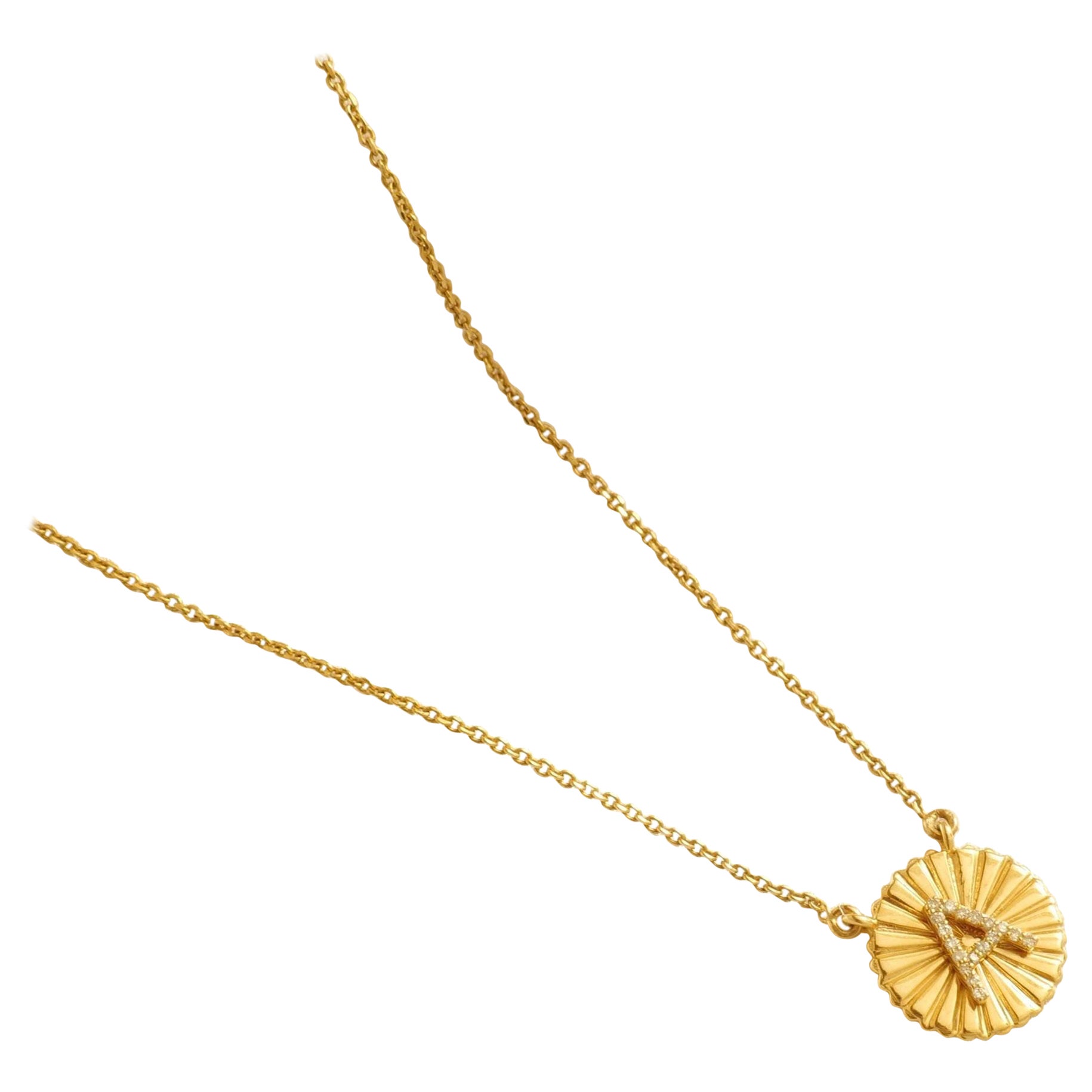 Personalized Initial Medallion Diamond Necklace in 14k Solid Gold ...