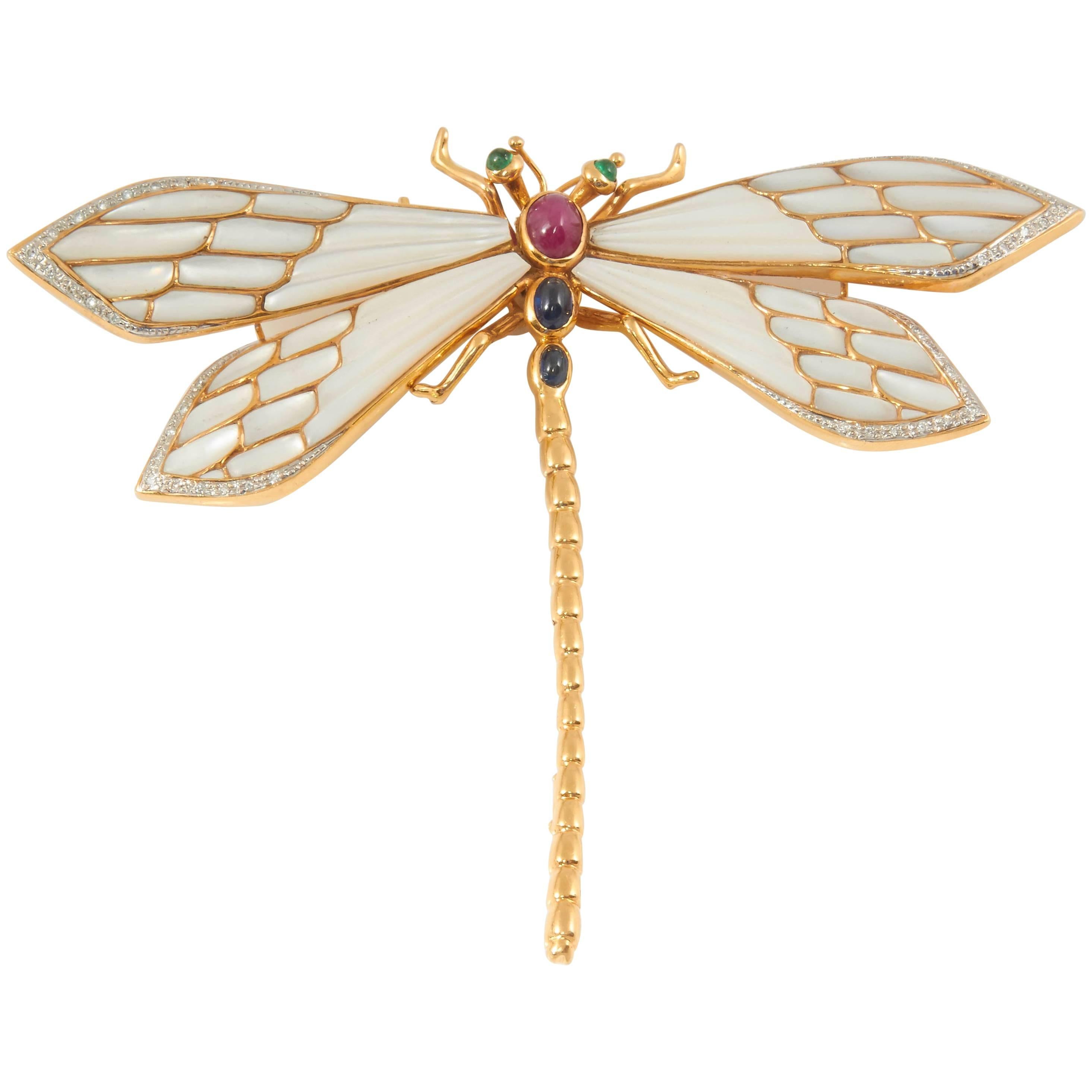Gem Set Gold Firefly Pin at 1stDibs | firefly brooch
