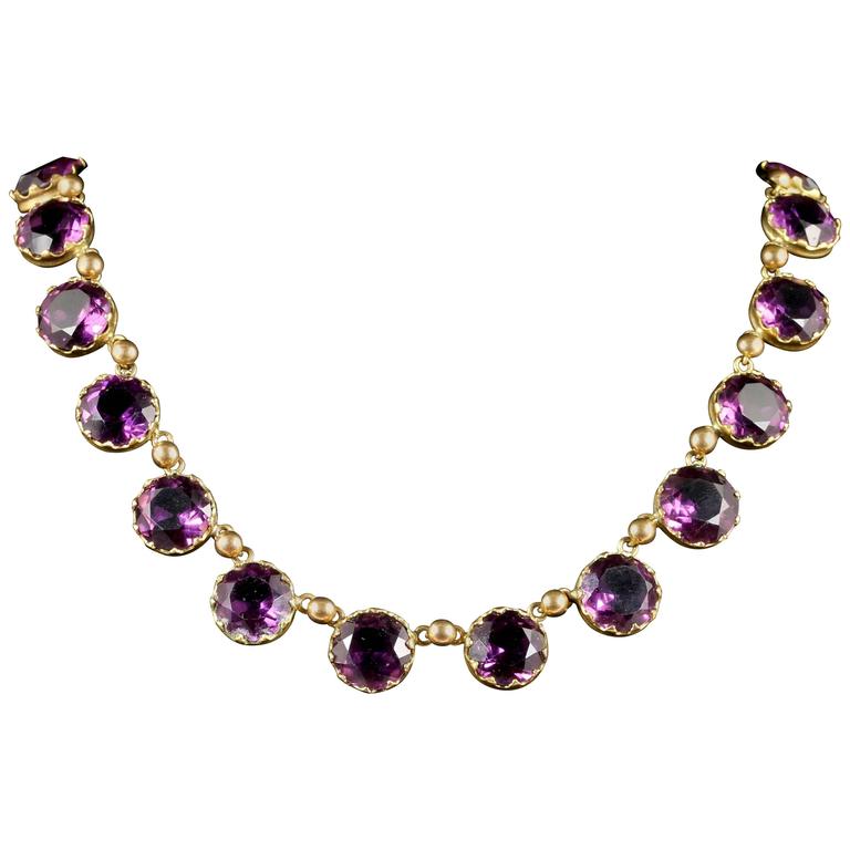 Antique Victorian Purple Paste Necklace, circa 1860 For Sale at 1stDibs