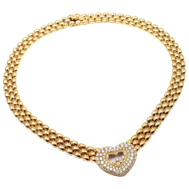 Chopard Happy Diamonds Diamond Heart Yellow Gold Necklace at 1stDibs ...